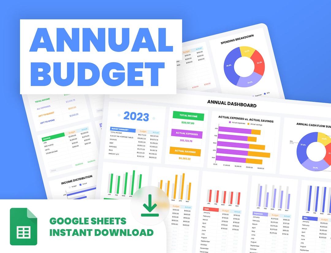 Annual Budget Spreadsheet | Google Sheets Budget Template | Annual ...