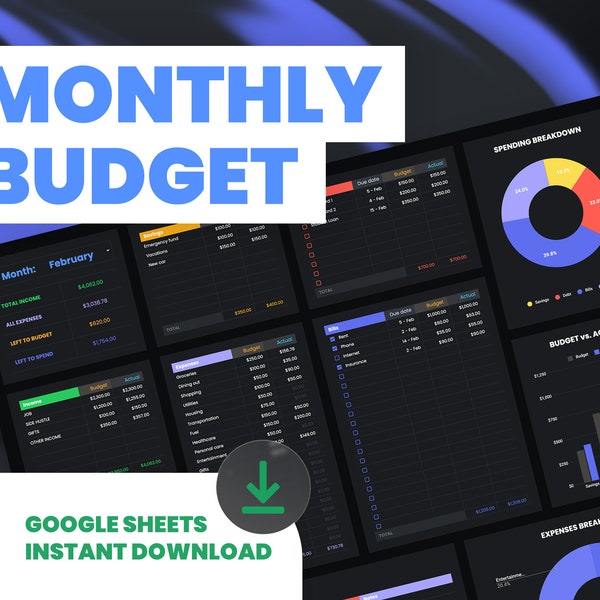 Budget Tab Dashboard - Etsy