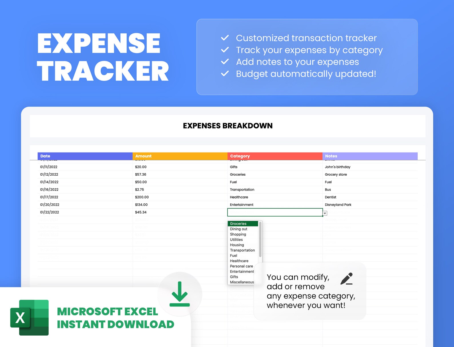 Excel | Simple Monthly Budget Spreadsheet | Monthly Budget Dashboard ...