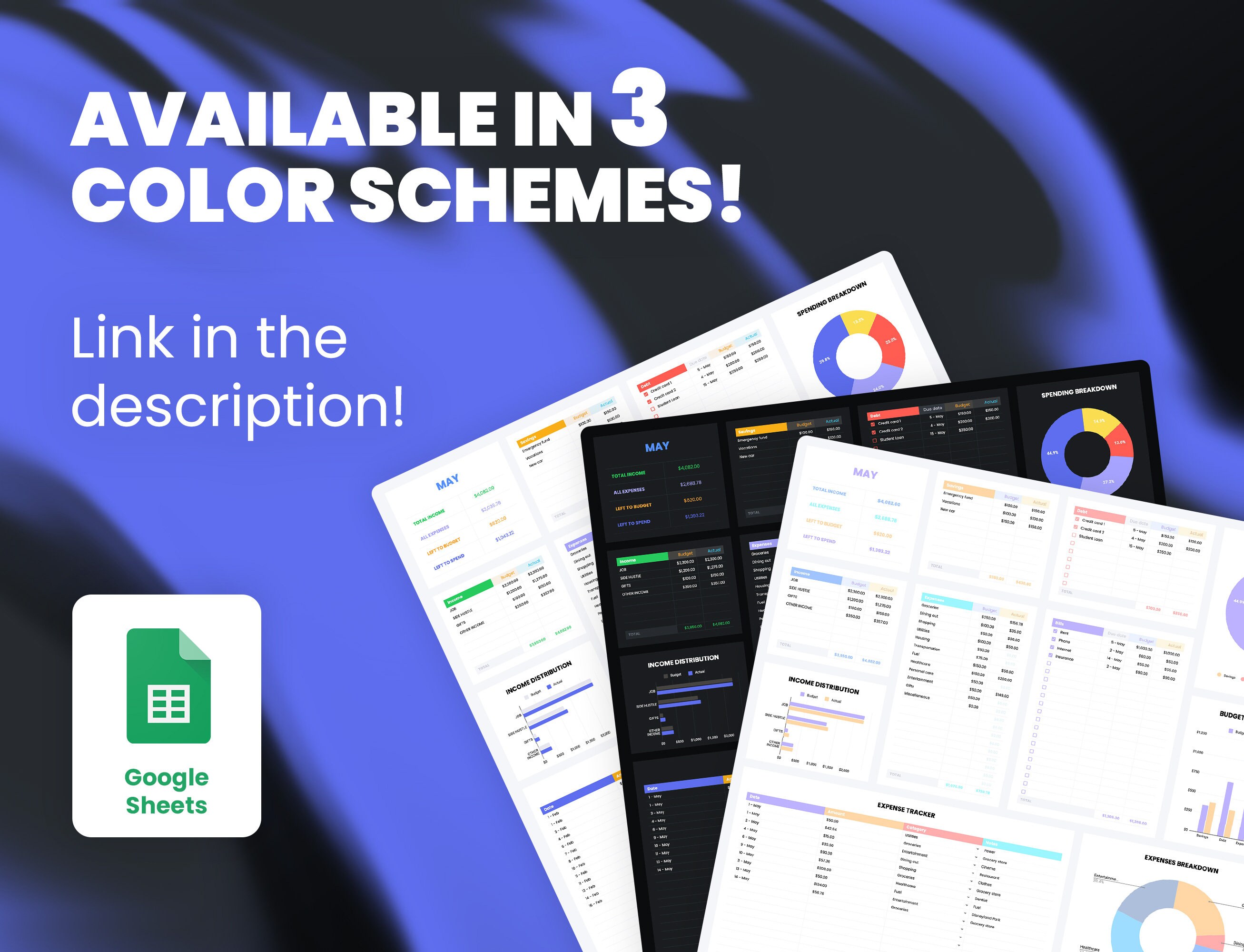 Annual Budget Spreadsheet | Dark Mode Google Sheets Budget Template ...