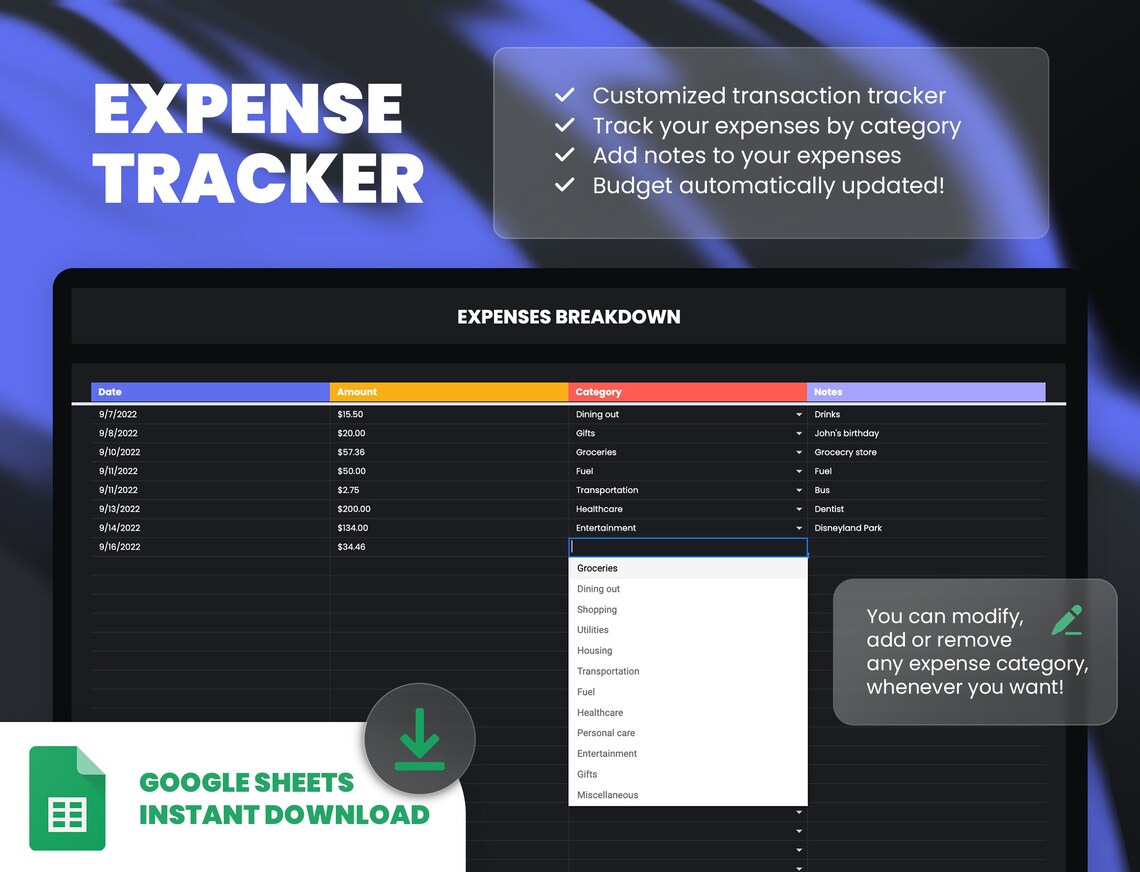 Simple Monthly Budget Spreadsheet Google Sheets Budget - Etsy