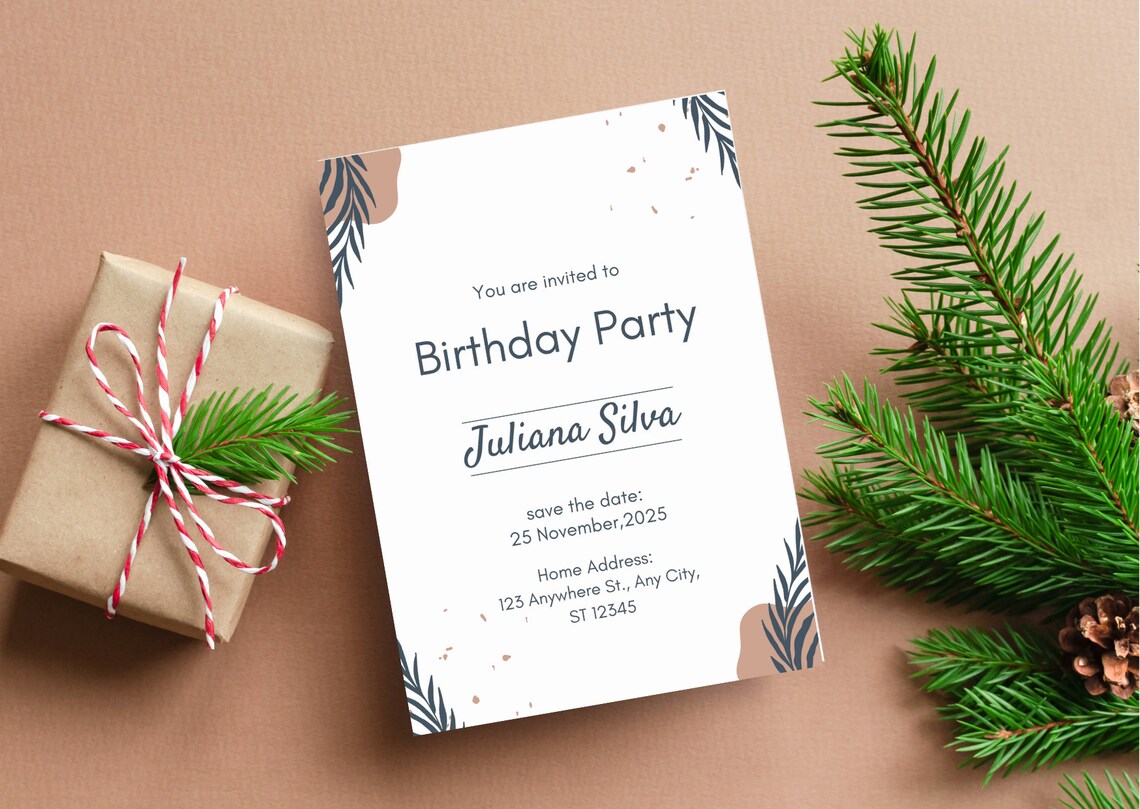 Editable Birthday Party Digital Invitation, Simple Birthday Invitations ...