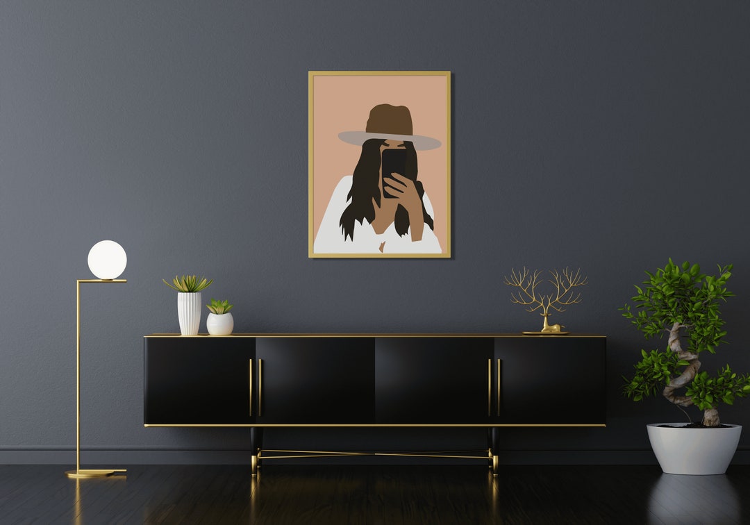 Pretty Girl Boho Poster, Digital Boss Babe Art Print, Stylish Bedroom ...