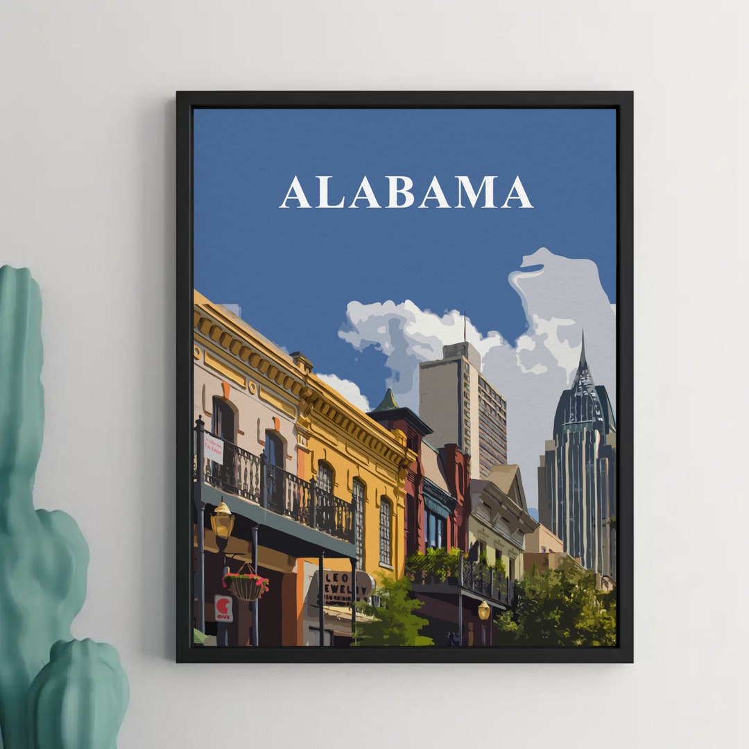 Alabama Printable Poster, Modern State Print, Alabama Wall Display for ...