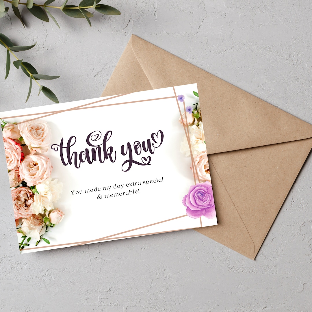 Modern Thank You Card , Thank You Card Printable, Thank You Card ...