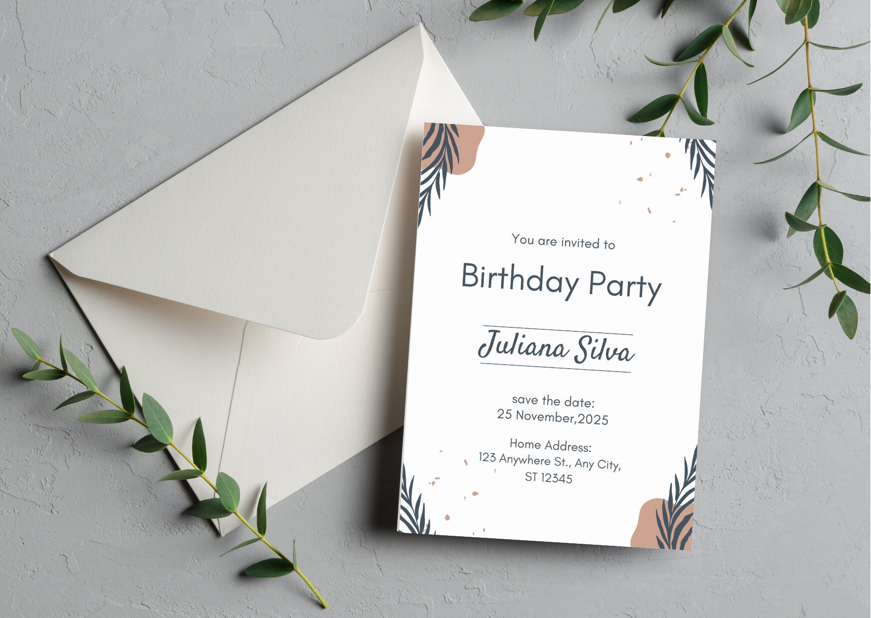 Editable Birthday Party Digital Invitation, Simple Birthday Invitations ...