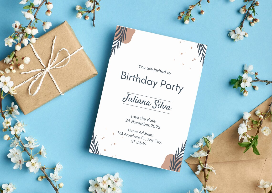 Editable Birthday Party Digital Invitation, Simple Birthday Invitations ...