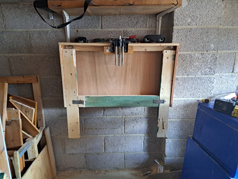Bespoke Custom Built Fold Down Workbench With Pegboard/hanger and Hooks ...