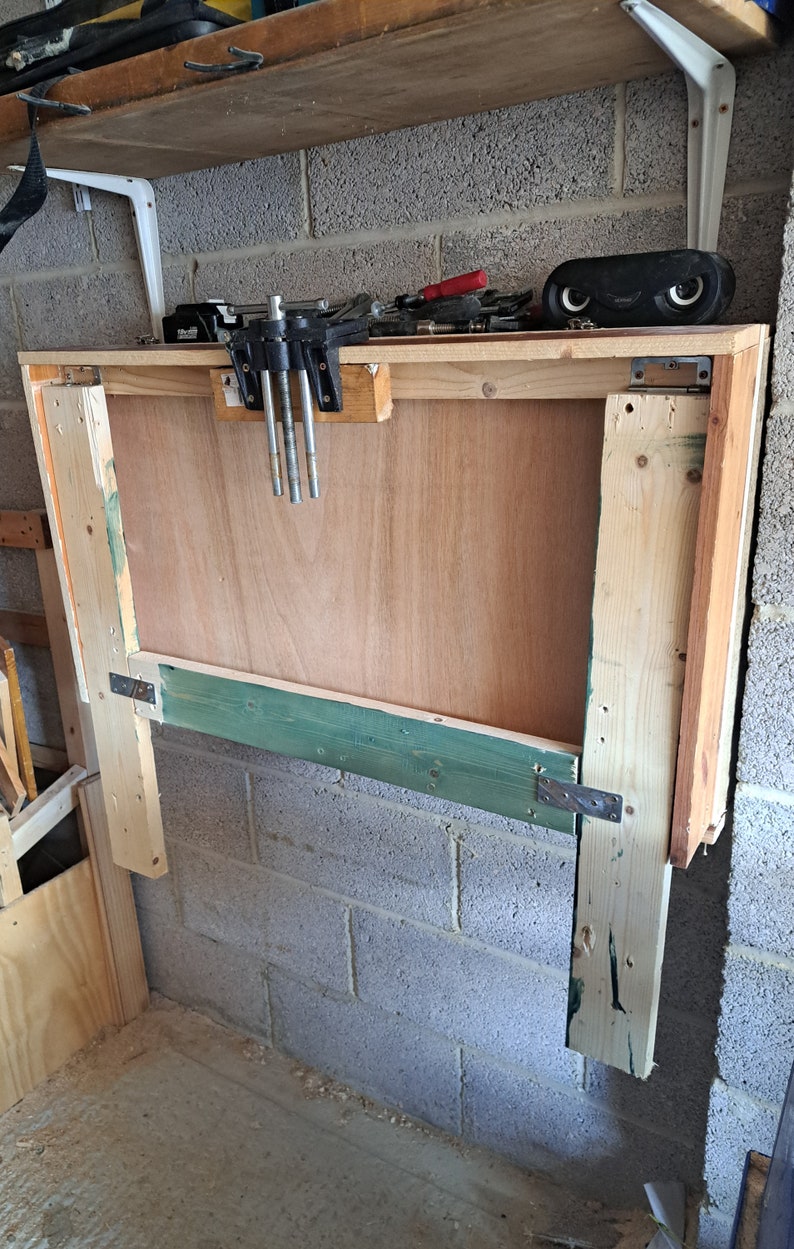 Bespoke Custom Built Fold Down Workbench With Pegboard/hanger and Hooks ...