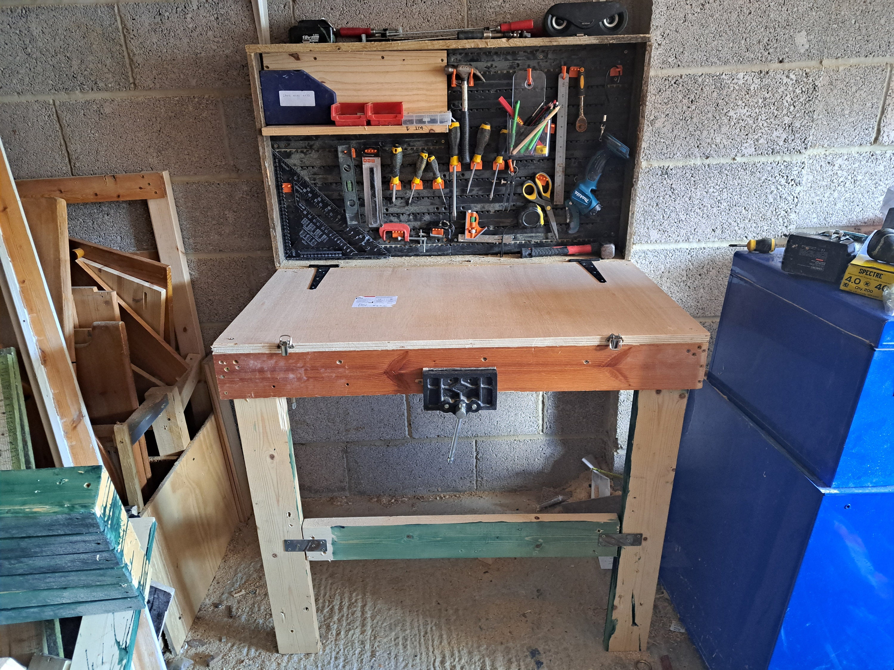 Bespoke Custom Built Fold Down Workbench With Pegboard/hanger and Hooks ...