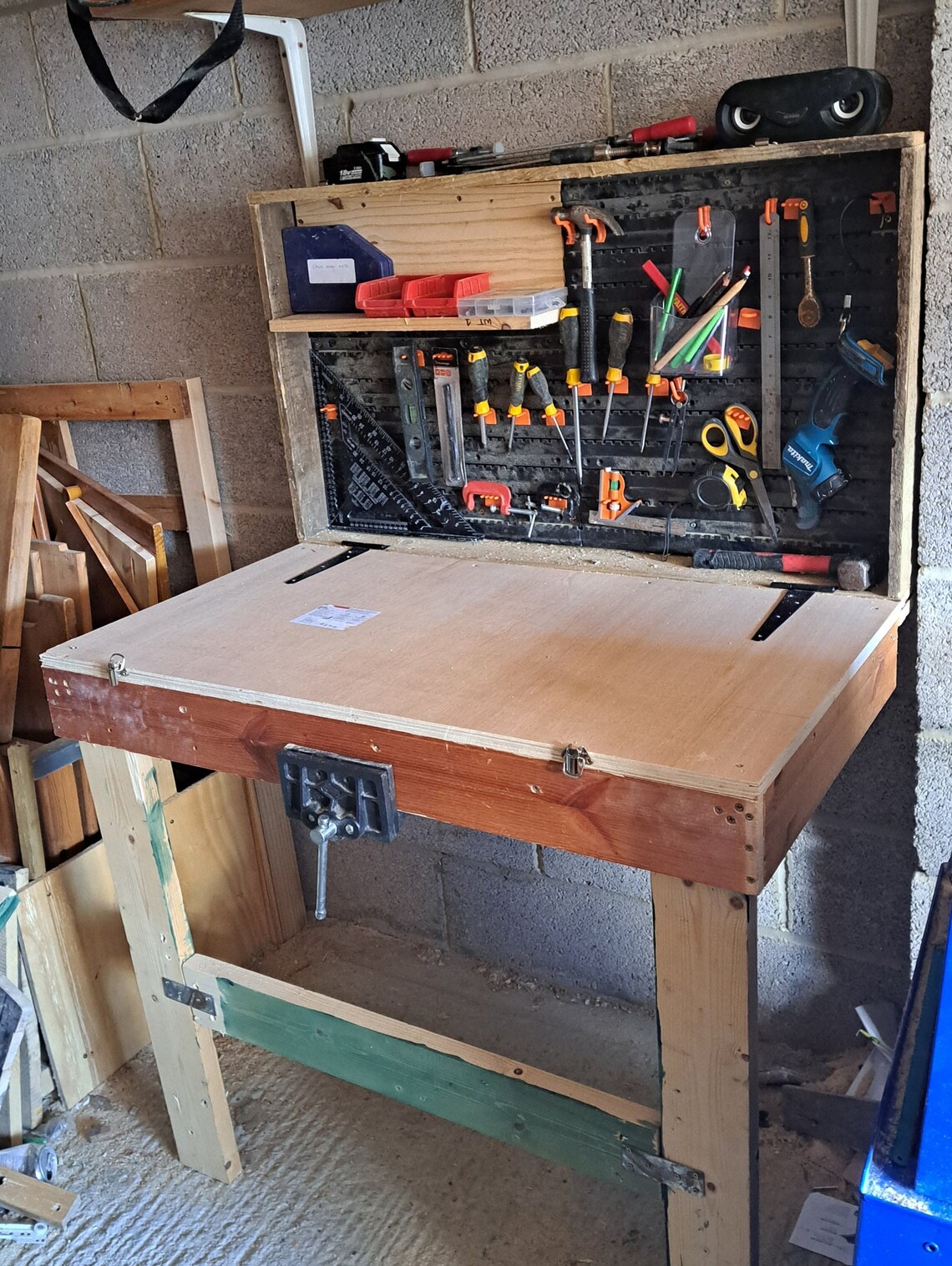 Bespoke Custom Built Fold Down Workbench With Pegboard/hanger and Hooks ...