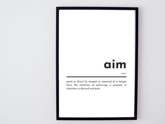 Definition of Aim Definition of Aim Aim Definition Aim Wall | Etsy