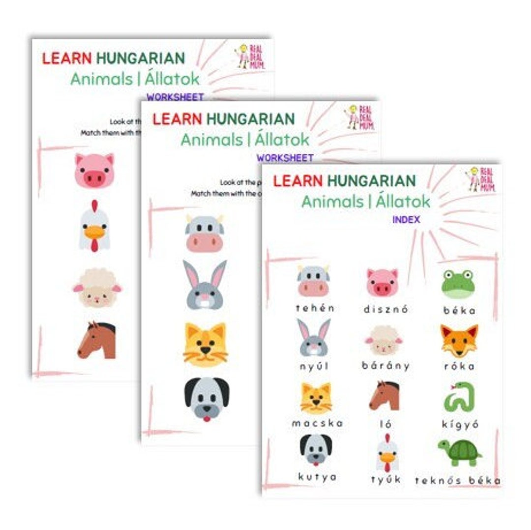 Hungarian Worksheets | Animals - Etsy
