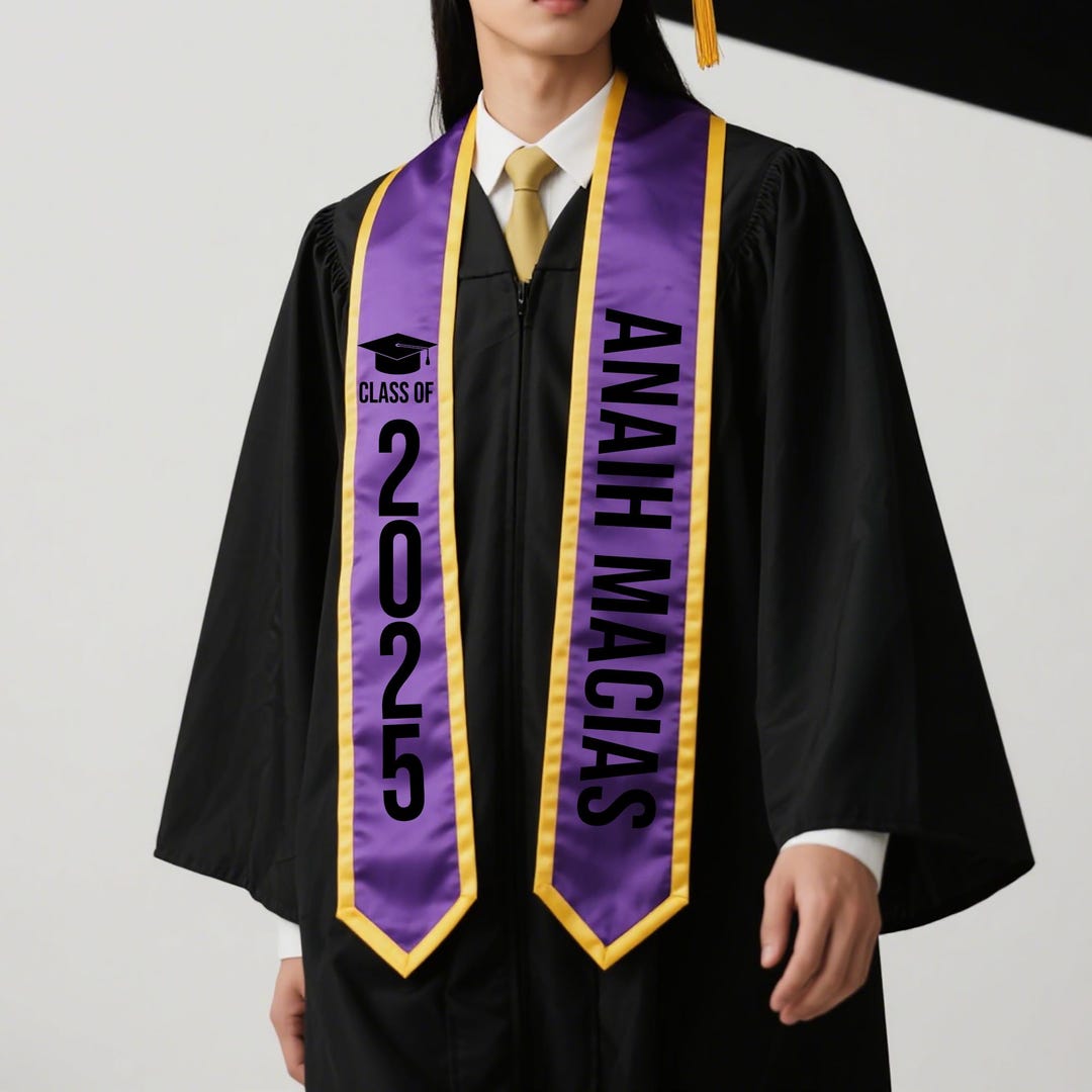Personalized Name Grad Stole Sash, Custom Class of 2025 Stoles ...