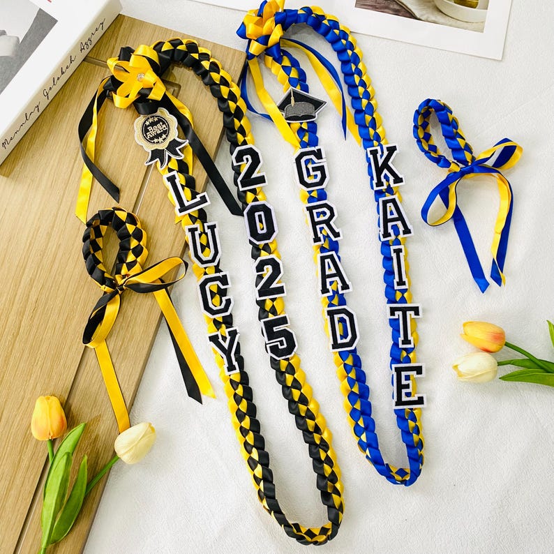 2025 Graduation Lei With Name, Braided Satin Ribbon Personalized,gift ...