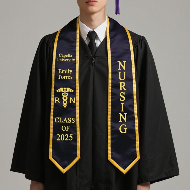 Custom Graduation Stoles Slanted, Nursing Vertical Graduation Sash ...