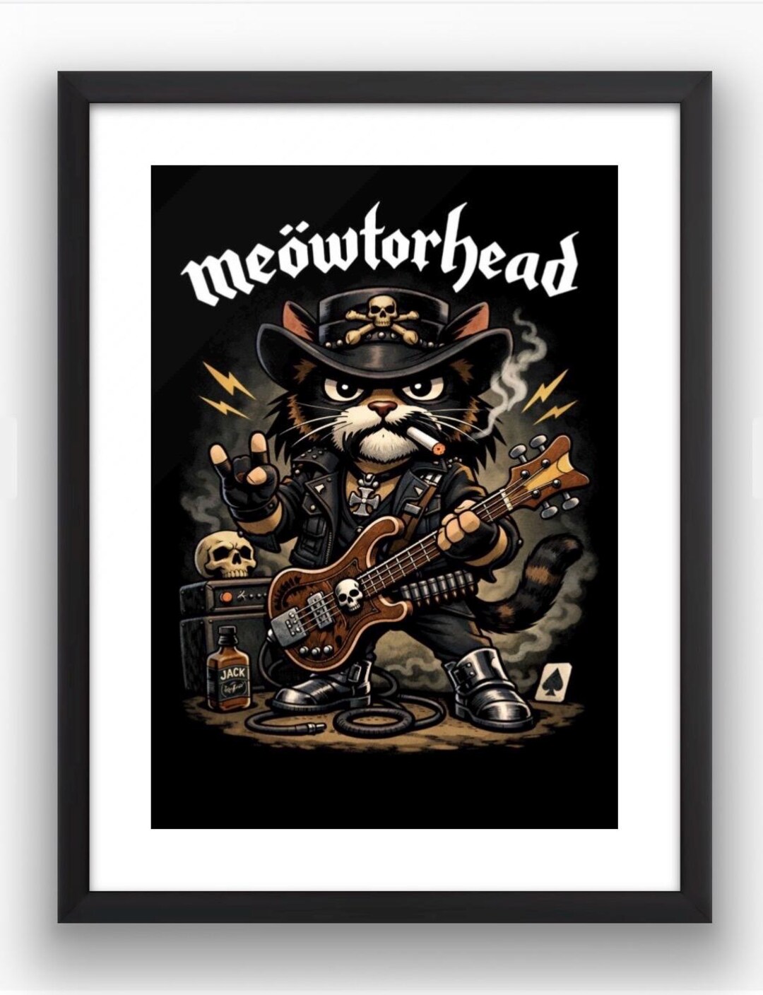Lemmy Kilmister Cat Inspired Meowtorhead Wall Artwork Painting Poster ...