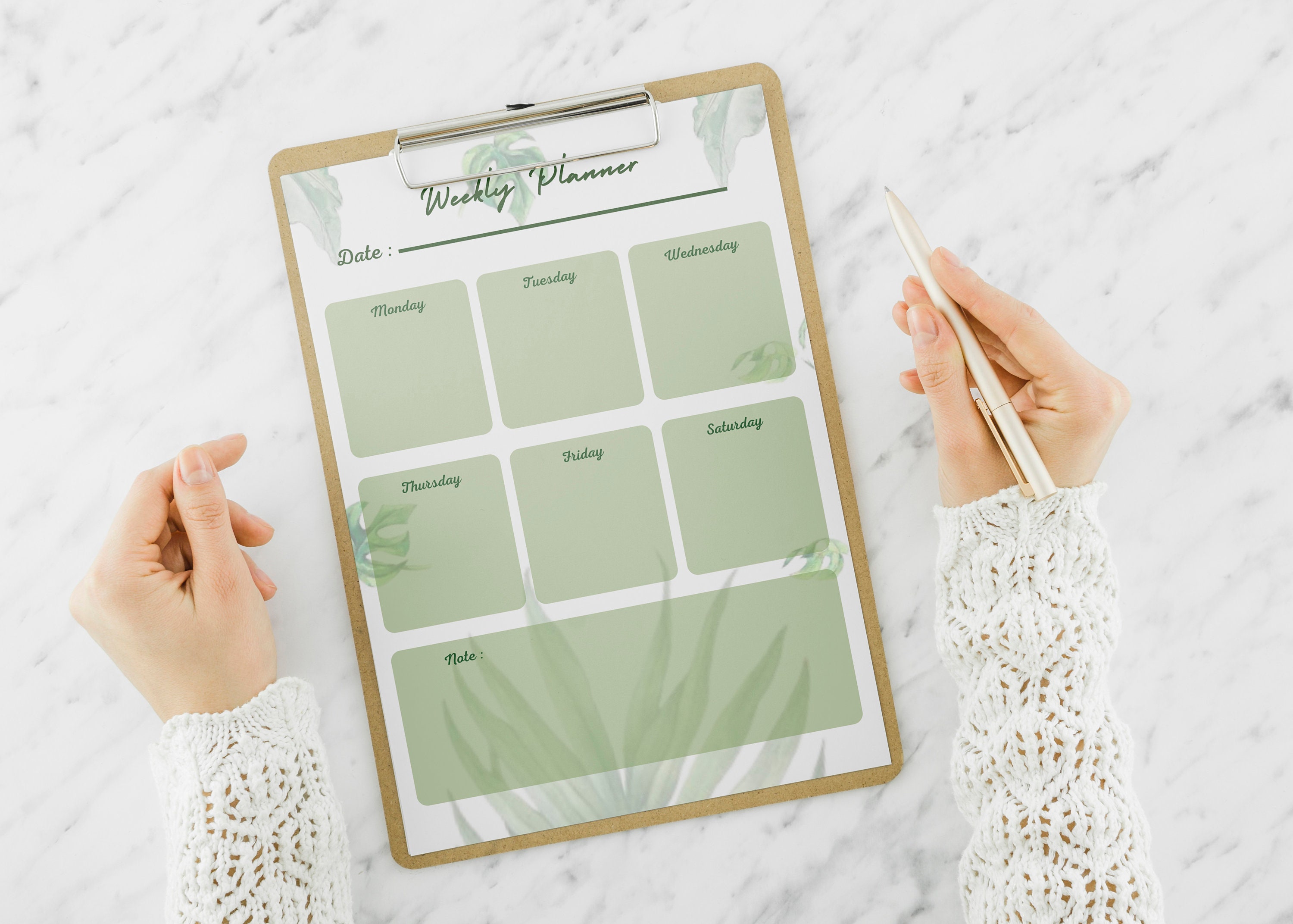 Green Minimalist, Printable Weekly Planner to Do List, Planner Inserts ...