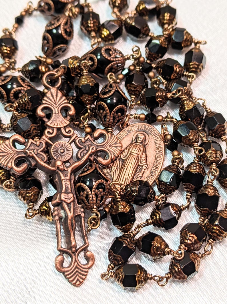 Vintage Rosary-antique Copper-cathedral Beads-handmade-wire-wrapped - Etsy