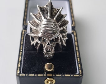 Sterling Silver Skull Ring Iron Man Skull Ring With Blue - Etsy