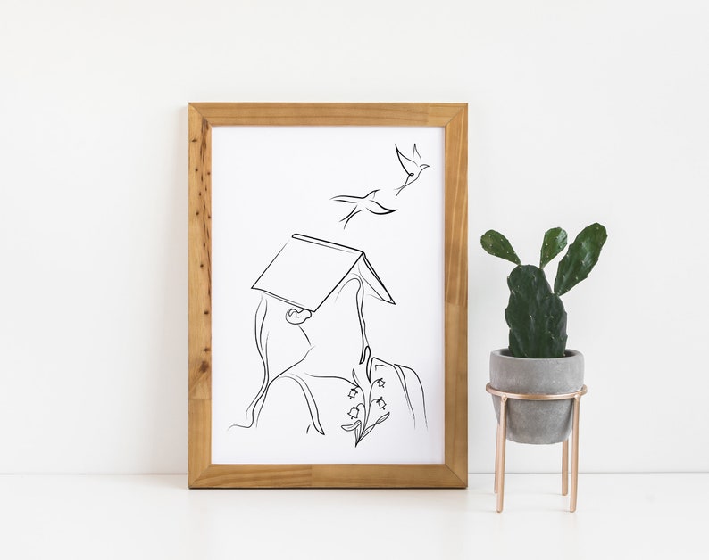 Empowered Woman Line Art | Self Love and Mental Health Wall Art ...