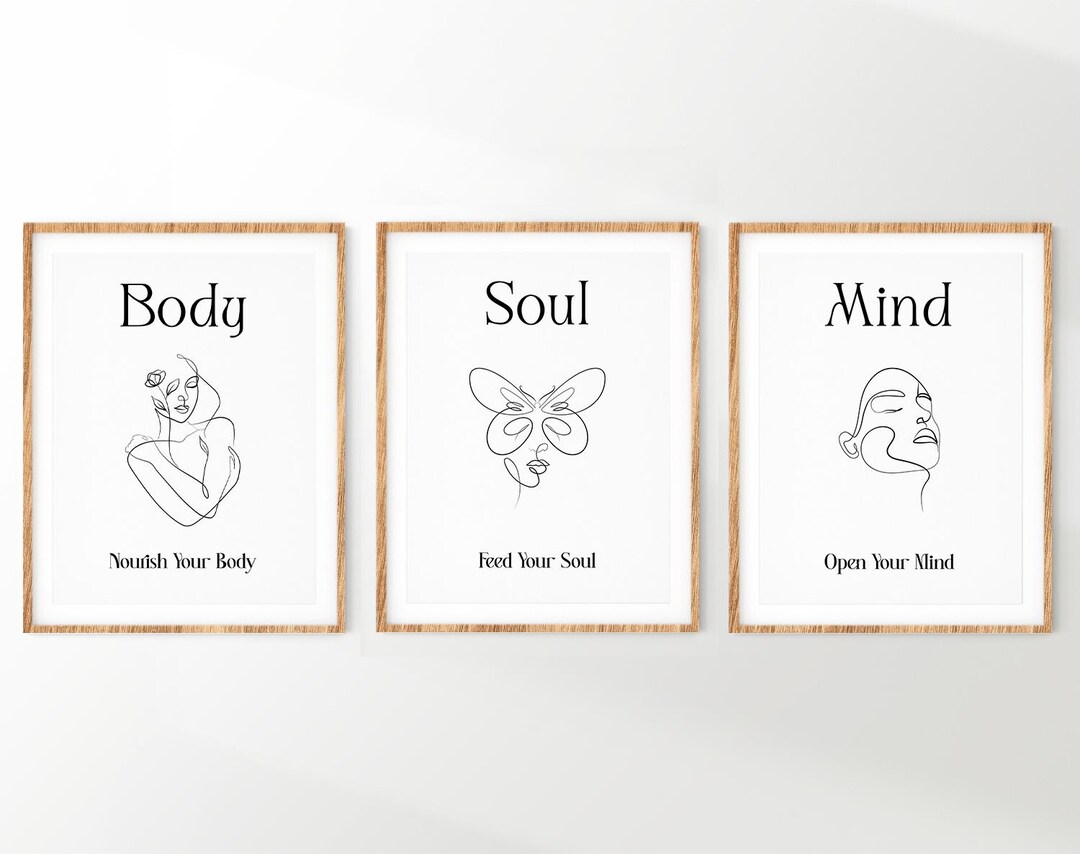 Mind Body Soul, Set of 3 Aura Poster, Living Room Poster, Positive ...
