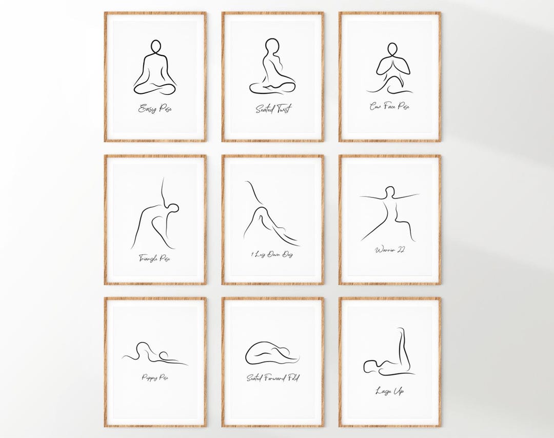 Yoga Poses Line Art Print Set, Spiritual Decor (digital Download) - Etsy