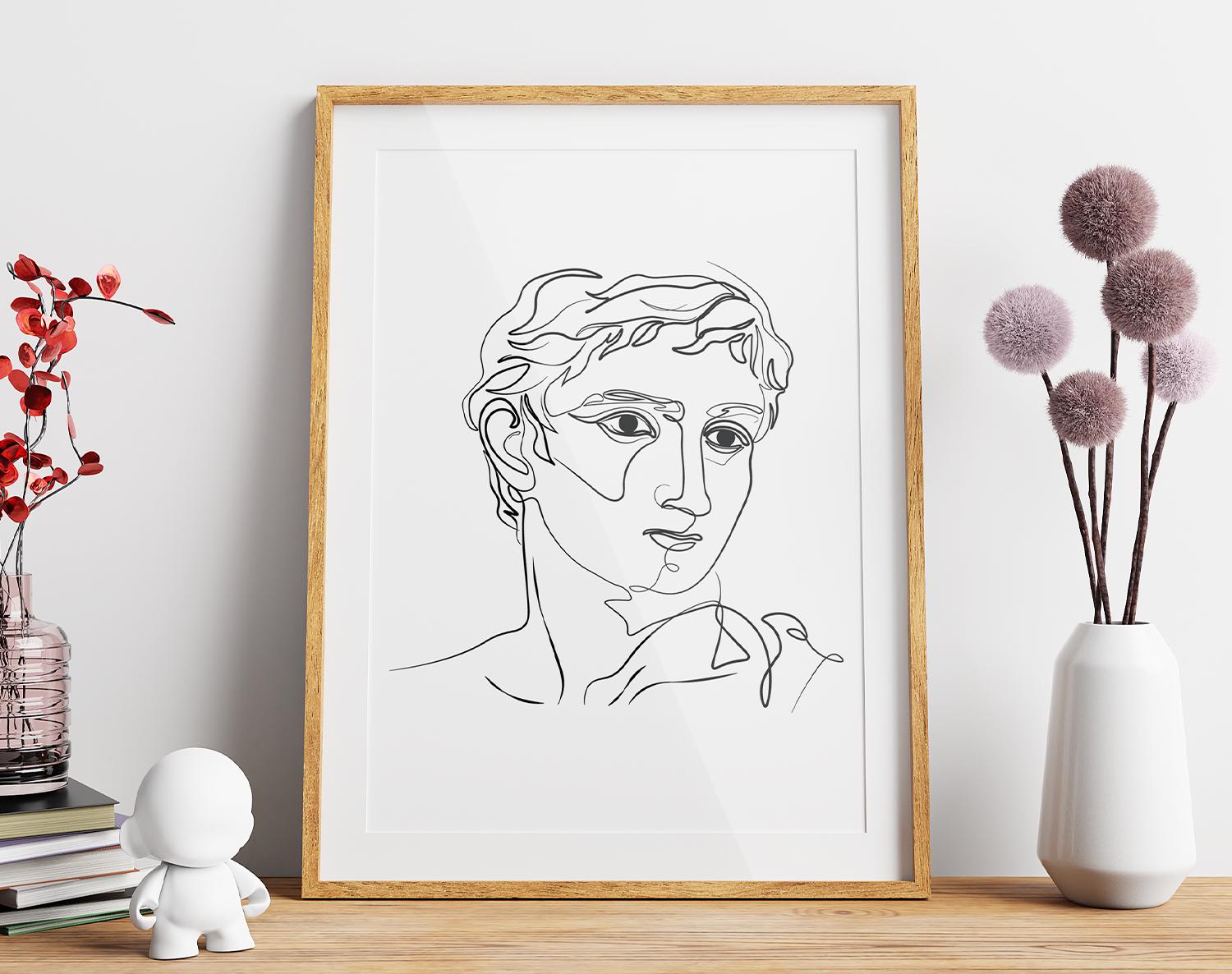 David Michelangelo Line Art Printable | Minimalist Continuous Line ...