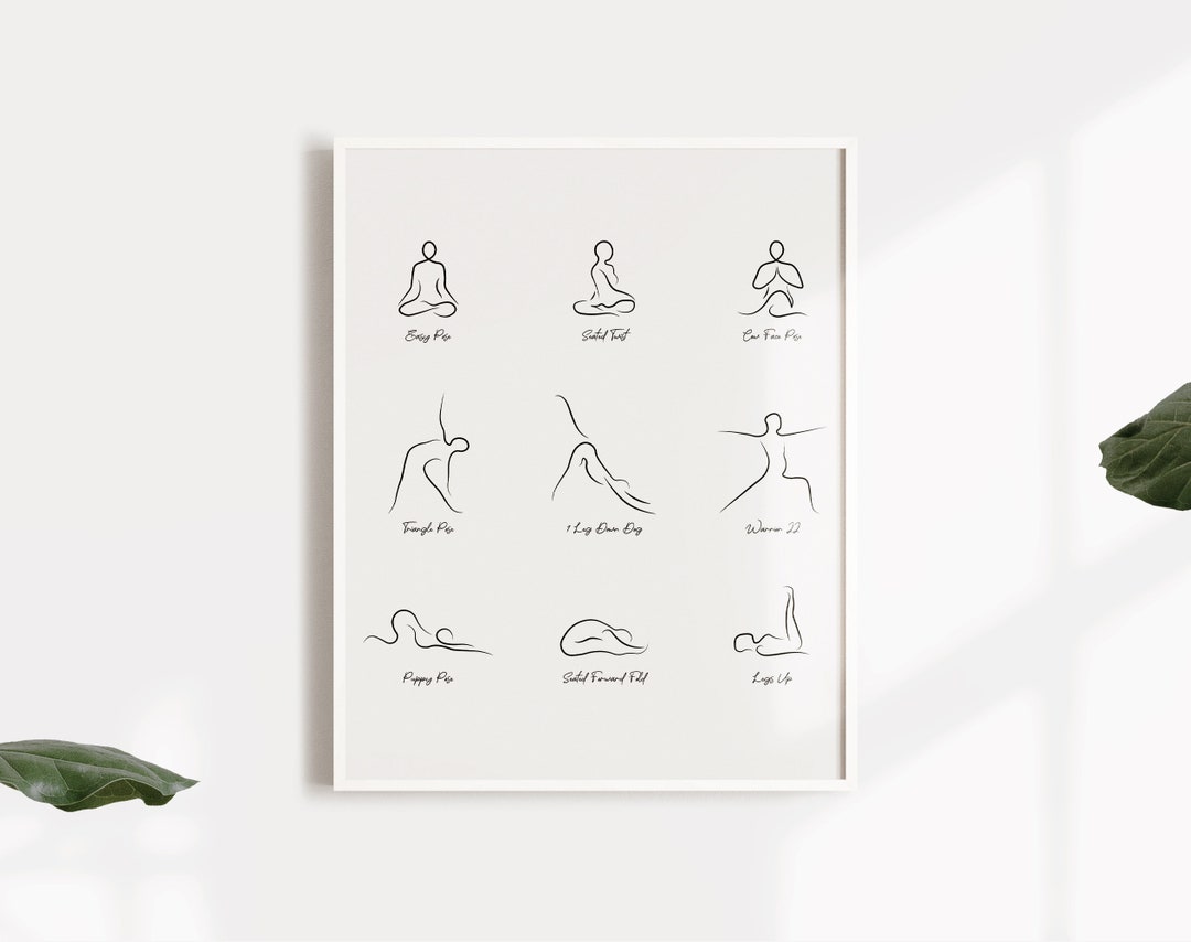 Set of Yoga Poses Wall Art, Yoga Poses, Spiritual Decor, Yoga Poses ...