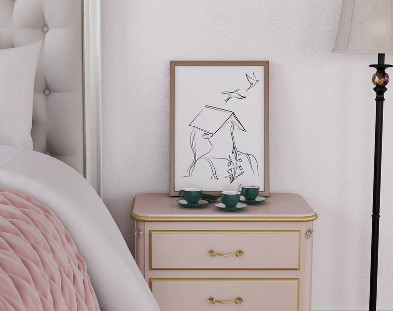 Empowered Woman Line Art | Self Love and Mental Health Wall Art ...