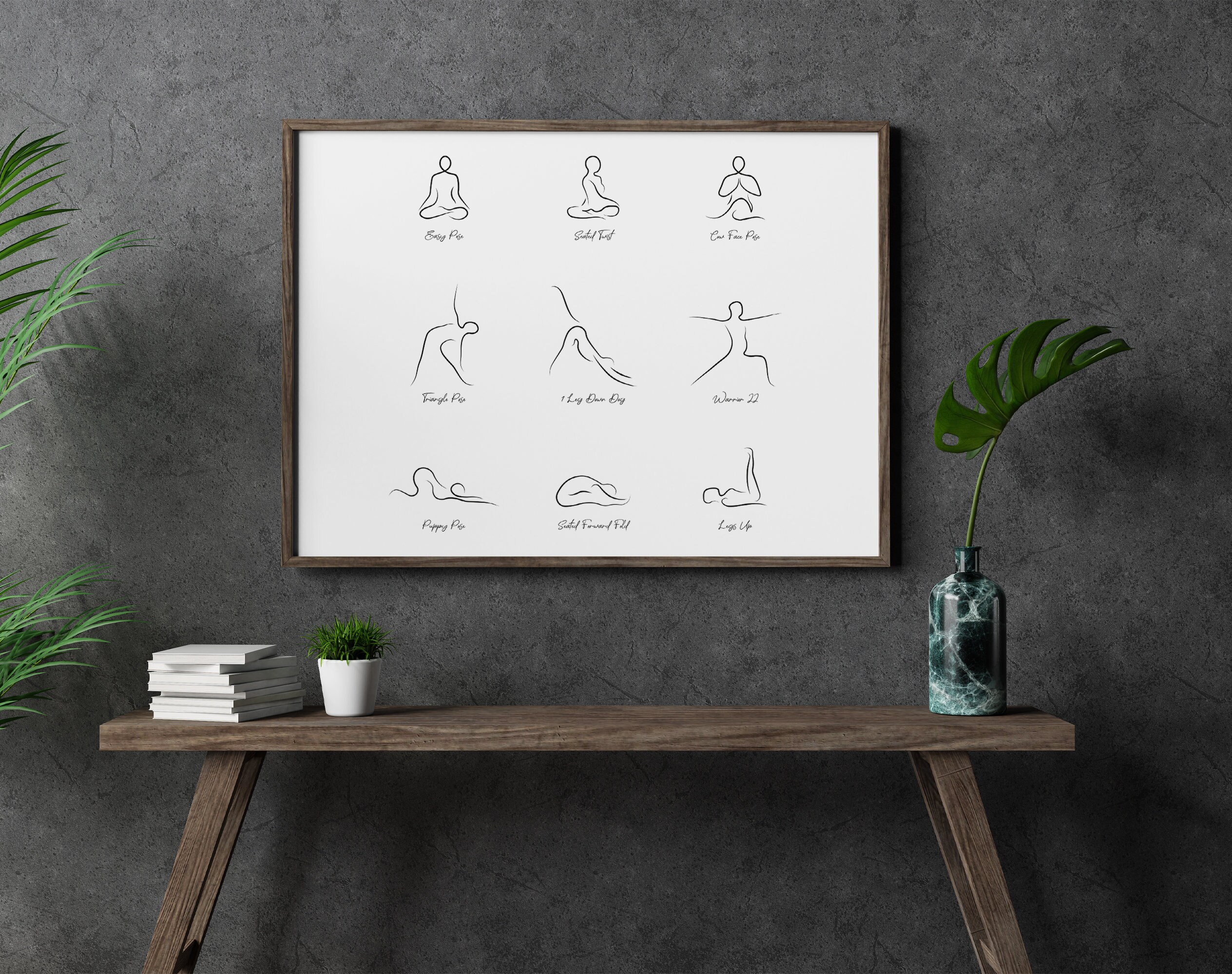 Set of Yoga Poses Wall Art, Yoga Poses, Spiritual Decor, Yoga Poses ...