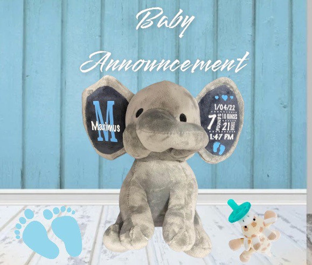 Personalized Elephant Newborn Baby Announcement - Etsy