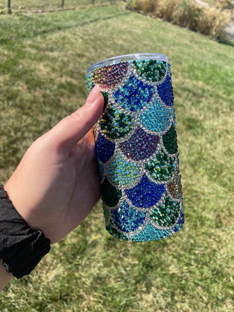 Mermaid Rhinestone Tumbler - Etsy