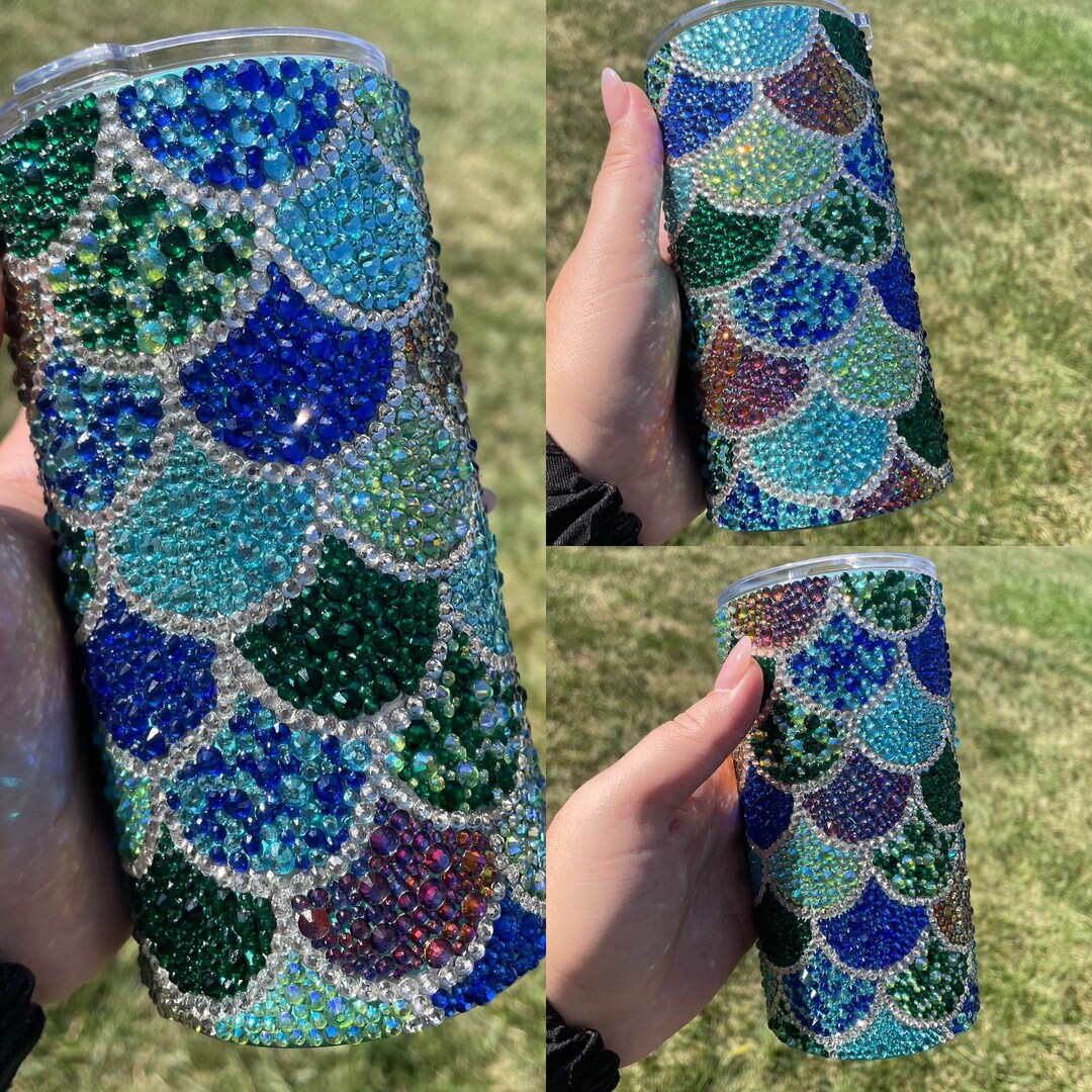 Mermaid Rhinestone Tumbler - Etsy