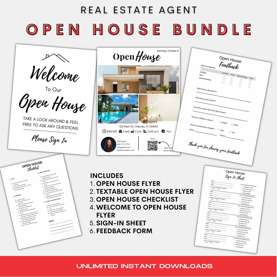 Modern Real Estate Open House Flyers Bundle, Open House Flyers, Open ...