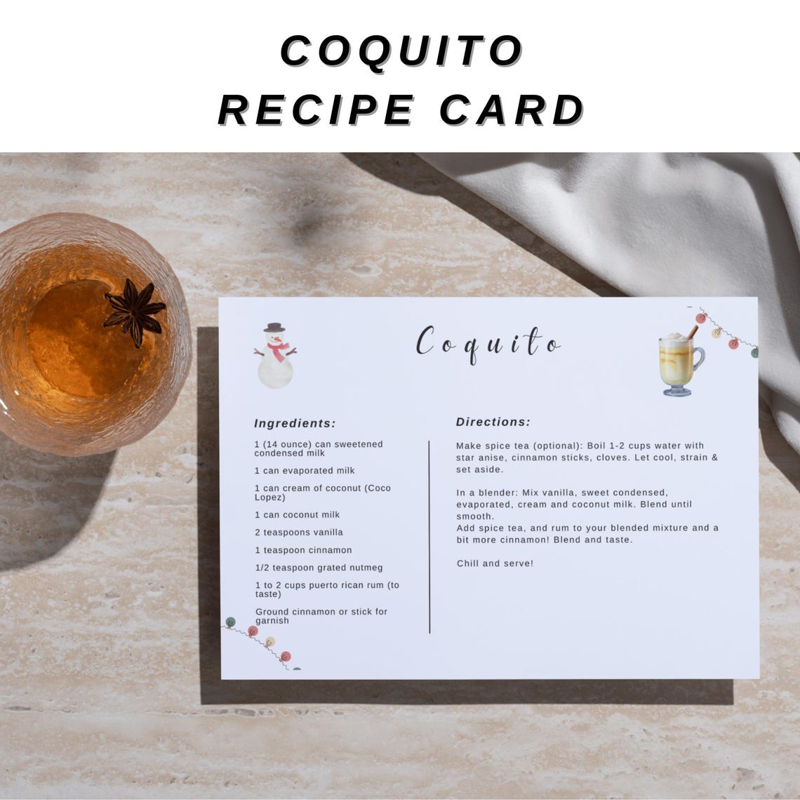 Editable Recipe Card Template, DIY Recipe Card, Digital Recipe Card ...