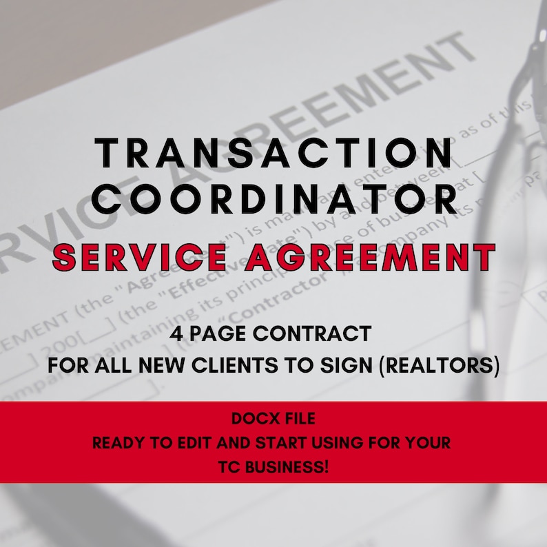Transaction Coordinator Service Agreement, Transaction Coordinator ...