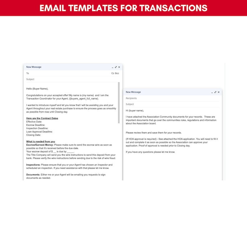 Transaction Coordinator Email Bundle, 60 Transaction Coordinator Emails ...