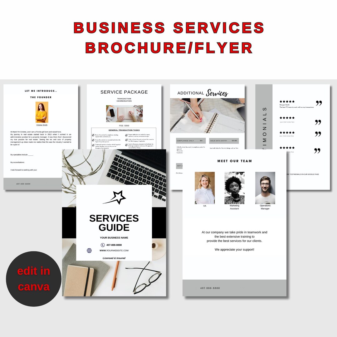 Business Service Brochure Template, Business Brochure, Canva Flyer ...