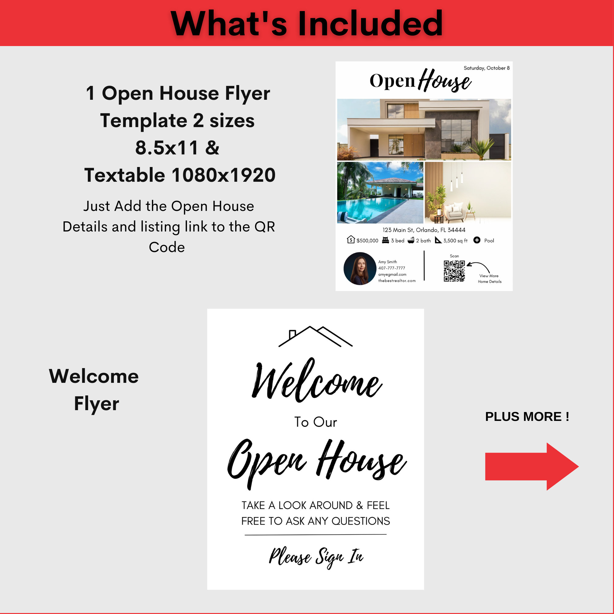 Modern Real Estate Open House Flyers Bundle, Editable Canva Template ...