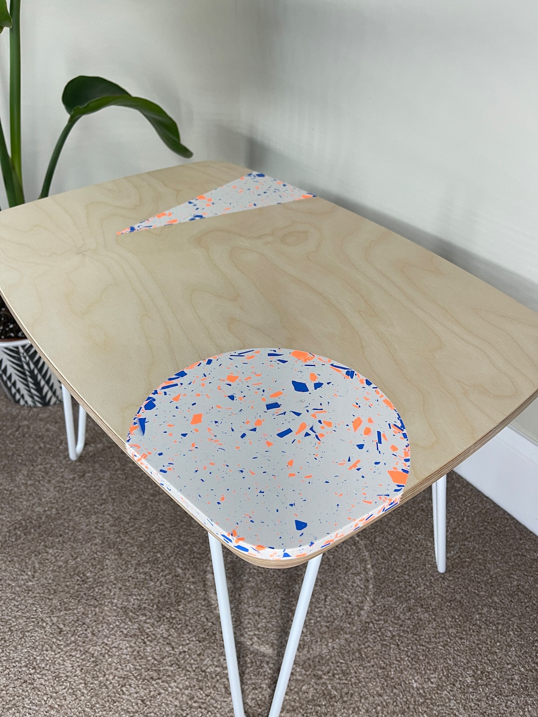 Vibrant Plywood Side Table With Inlaid Jesmonite - Etsy UK