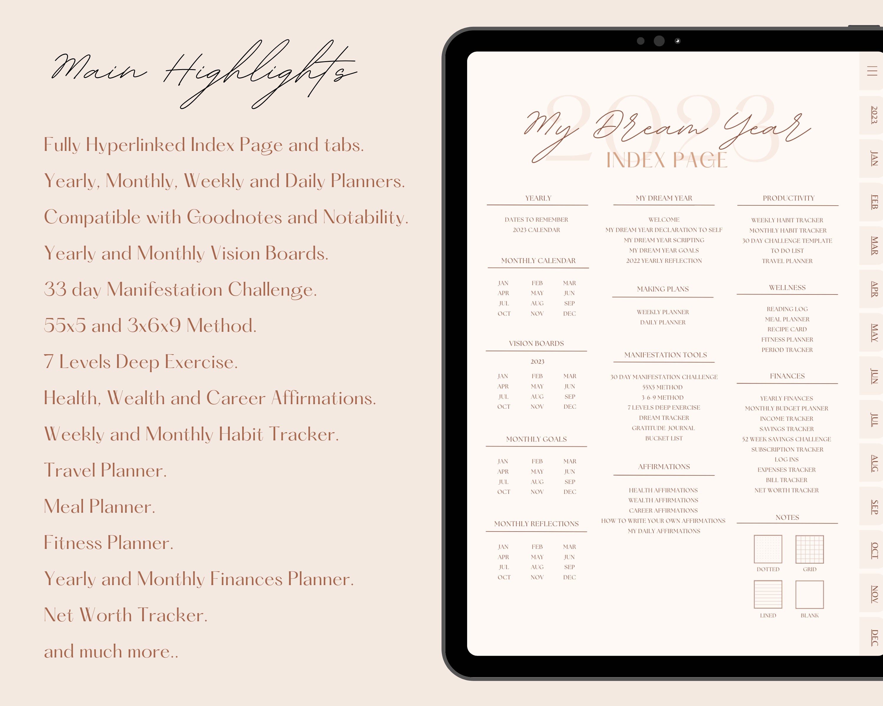 2023 Digital Planner,my Dream Year Planner,digital Planner, iPad ...