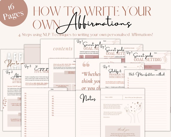 How to Write Your Own Affirmations Workbook 4 Steps Using NLP - Etsy
