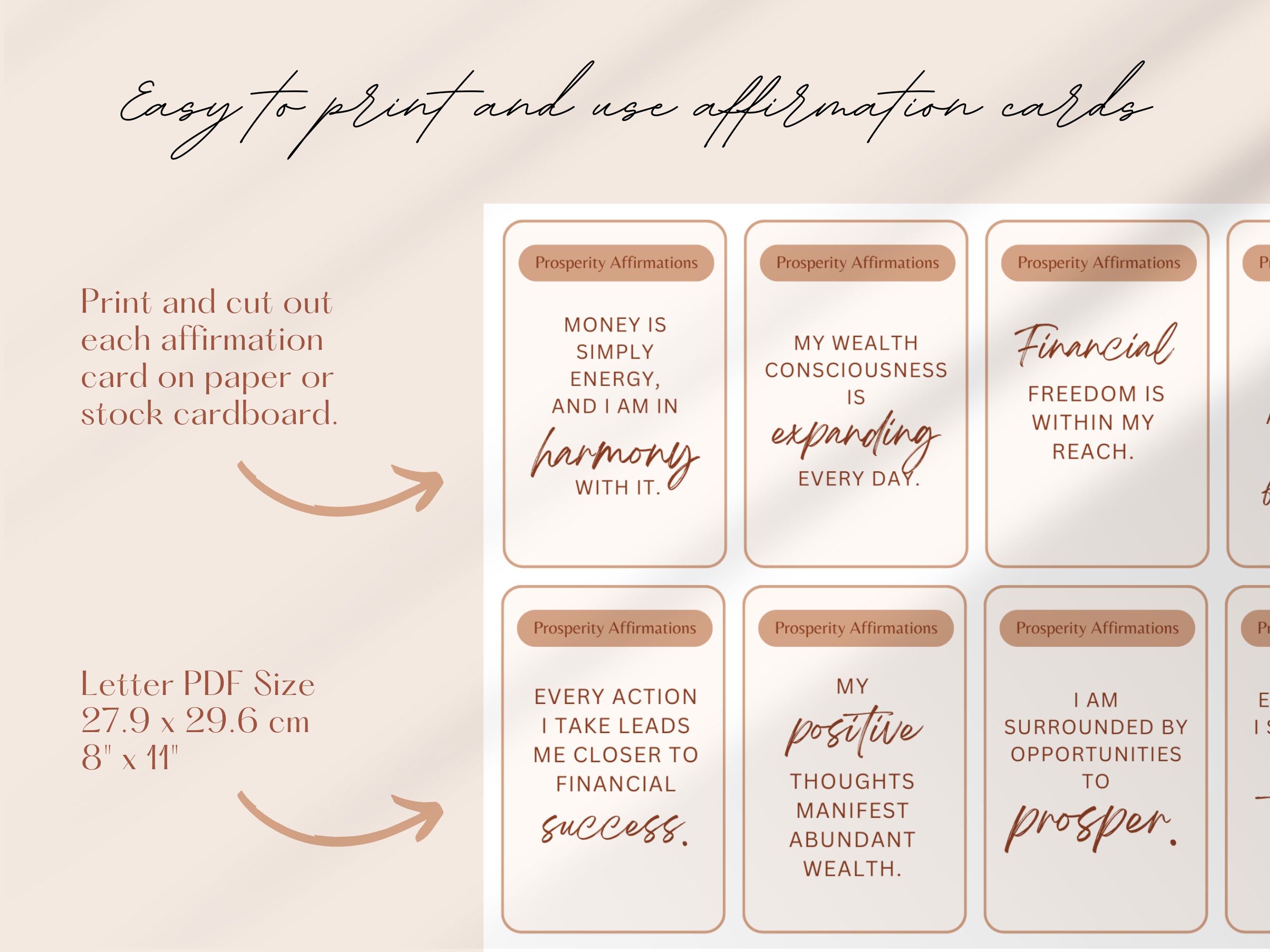 48 Printable Affirmation Cards Set: Digital Deck for Vision Boards ...