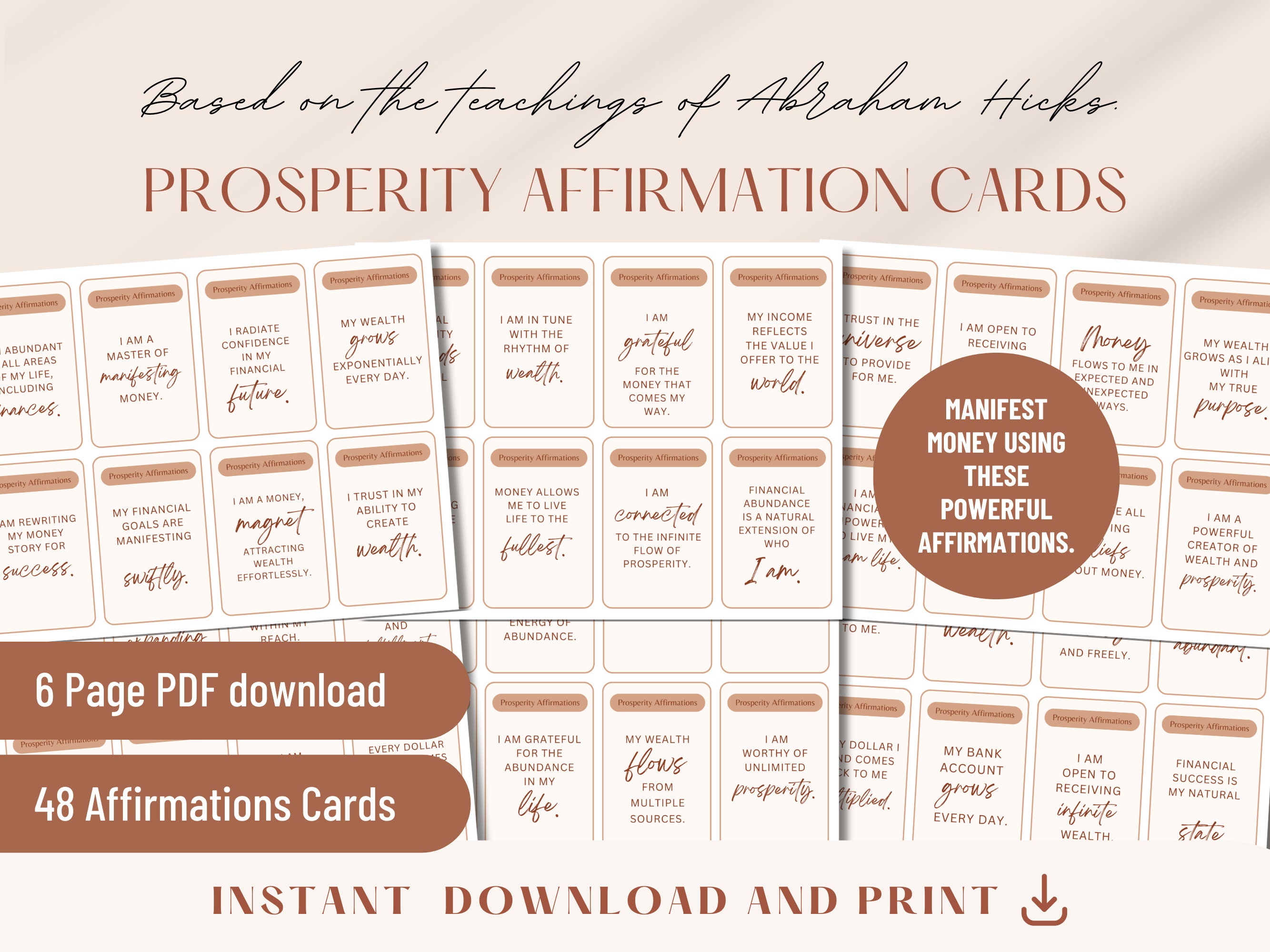 48 Printable Affirmation Cards Set: Digital Deck for Vision Boards ...