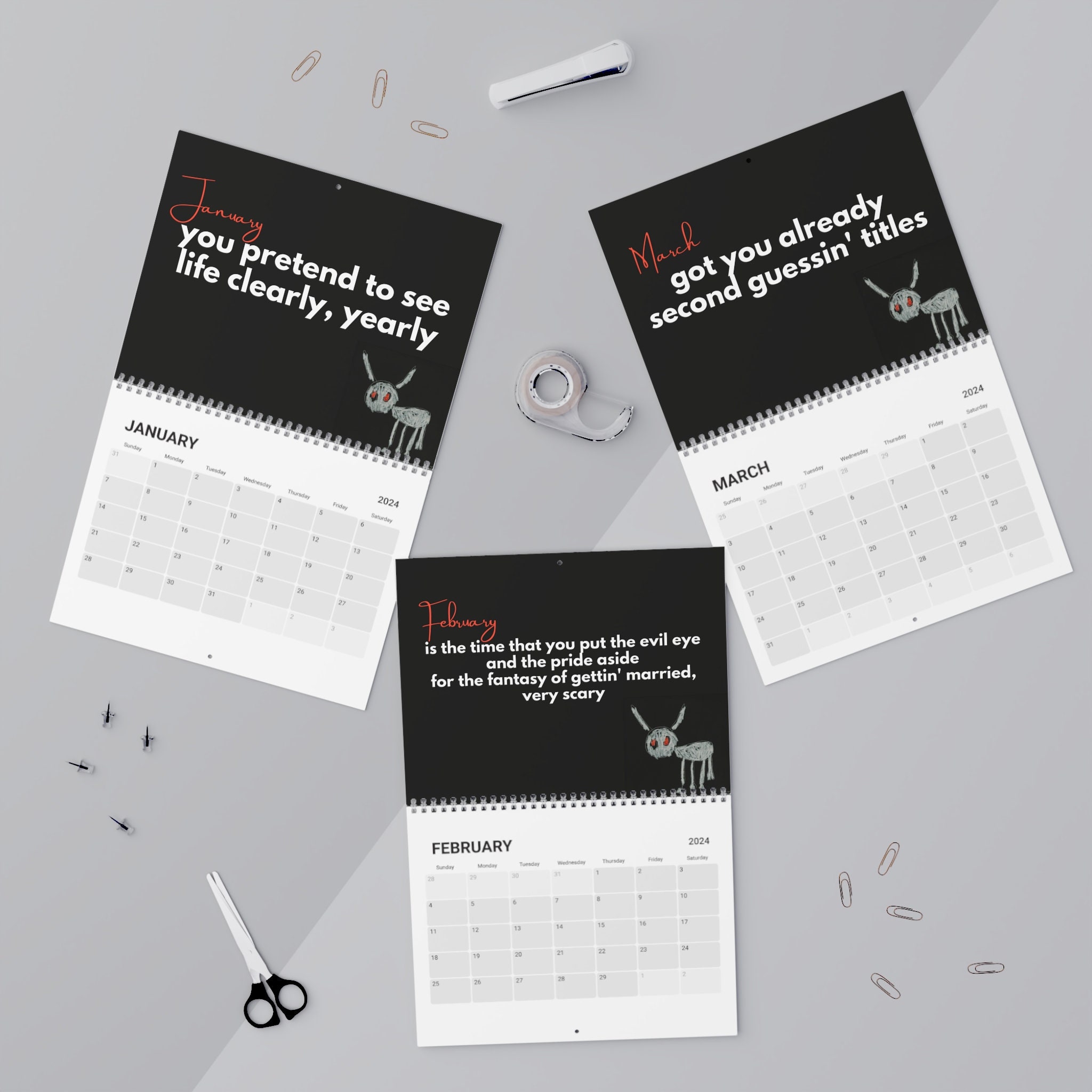 Drake Wall Calendar (2024) - Slime You Out Lyrics sold by Valenka ...