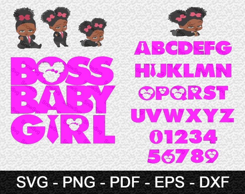 African American Boss Baby Girl Font / Boss Baby Girl Font SVG ...