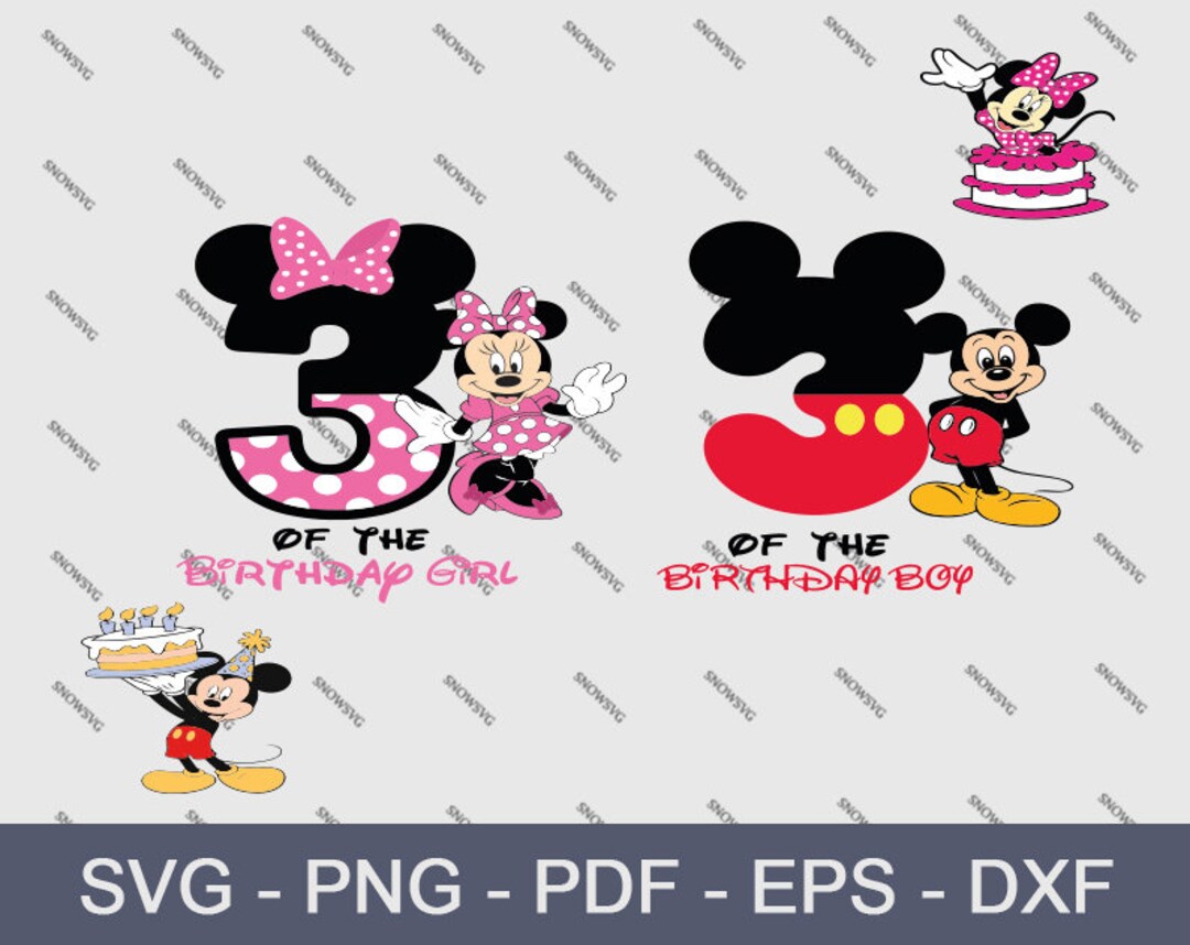 3rd Birthday Minnie Mouse SVG and Micky Mouse , 3 Birthday SVG, Minnie ...