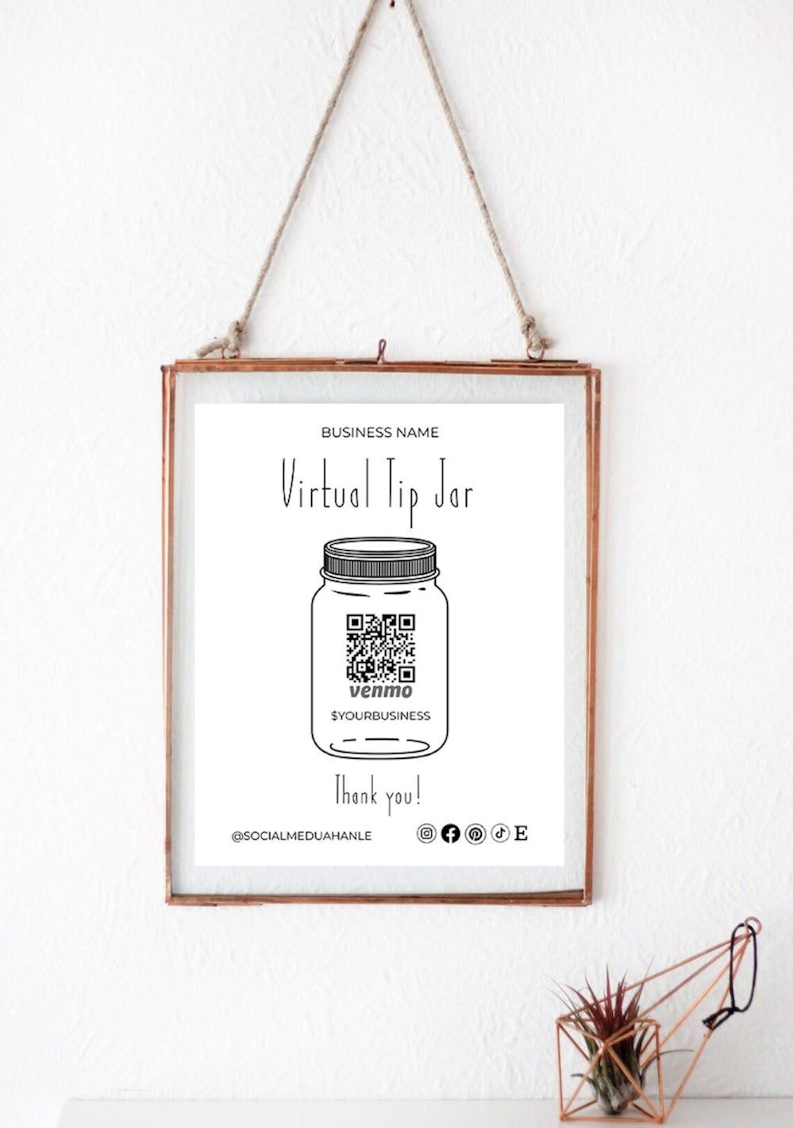 Printable Virtual Tip Jar Venmo Payment Sign, QR Code Sign Template ...