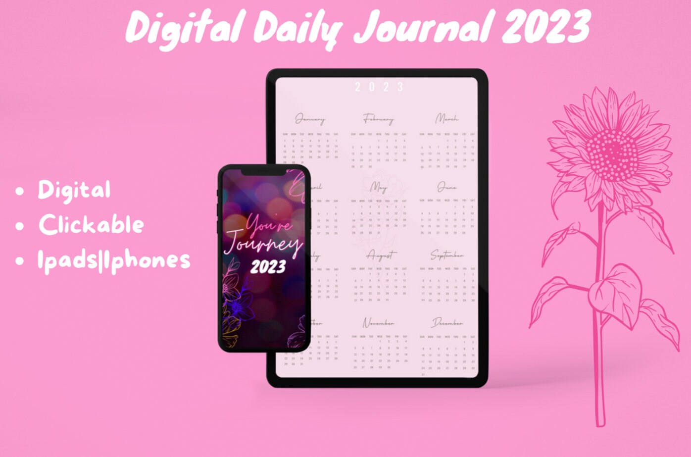 Digital Clickable Daily Journal 2023 for Ipads and Iphones - Etsy